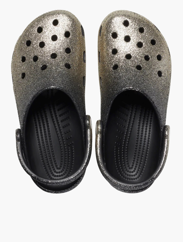 MyRunway | Shop Crocs Black & Gold Classic Ombre Glitter Clogs for ...
