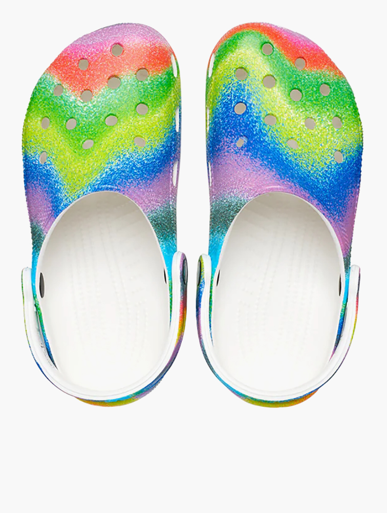 MyRunway | Shop Crocs White Multi Classic Spray Dye Clog for Women ...