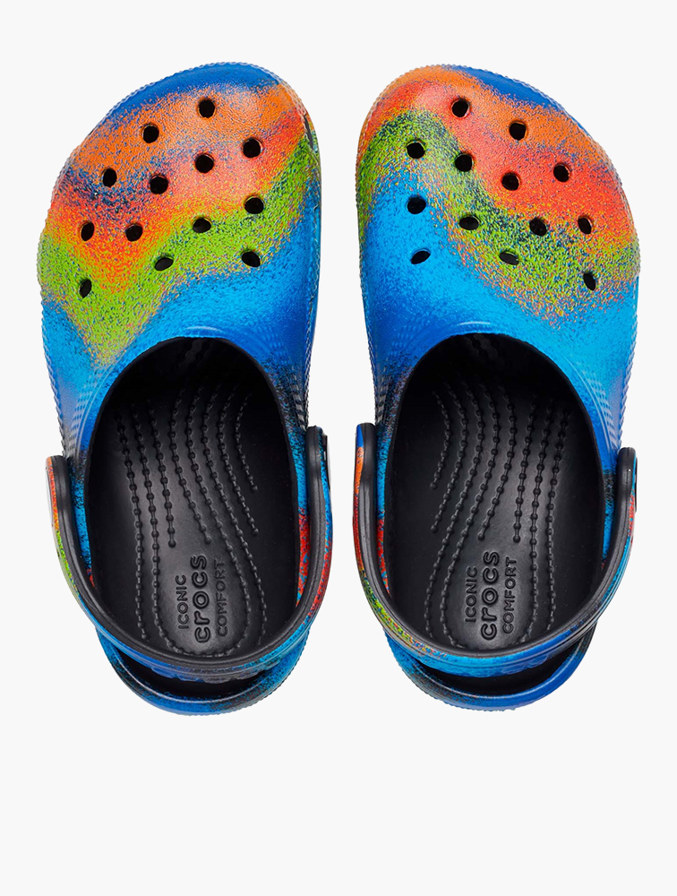 MyRunway | Shop Crocs Kids Black & Multi Classic Spray Dye Clogs for ...