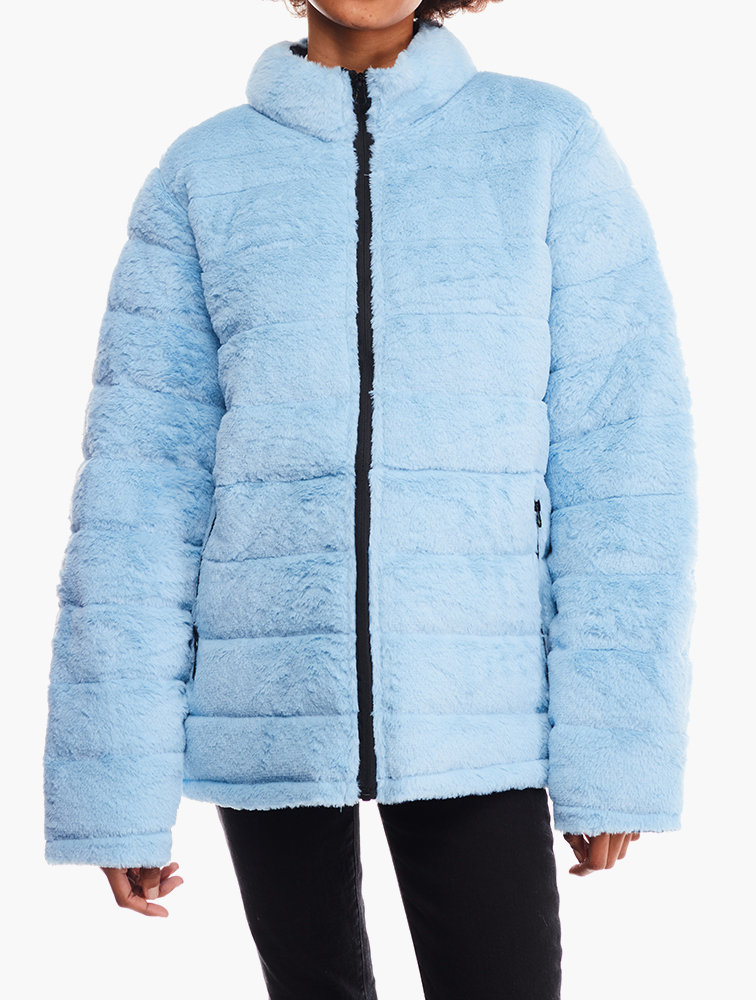 MyRunway | Shop Daily Finery Light Blue Zip Up Puffer Jacket for Women ...