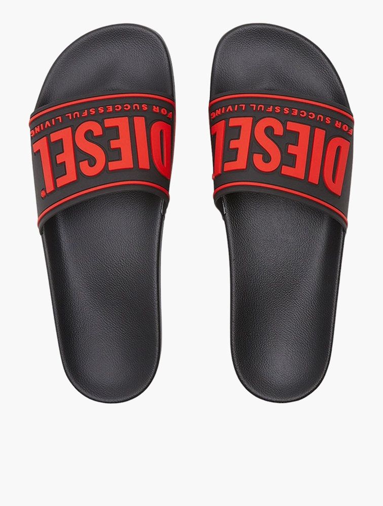 MyRunway | Shop Diesel Black & Red Sa-Mayemi Cc Slides for Men from ...