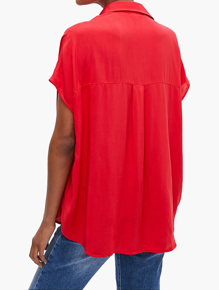 MyRunway | Shop edit Oversized Collared Shirt – Red for Women from ...