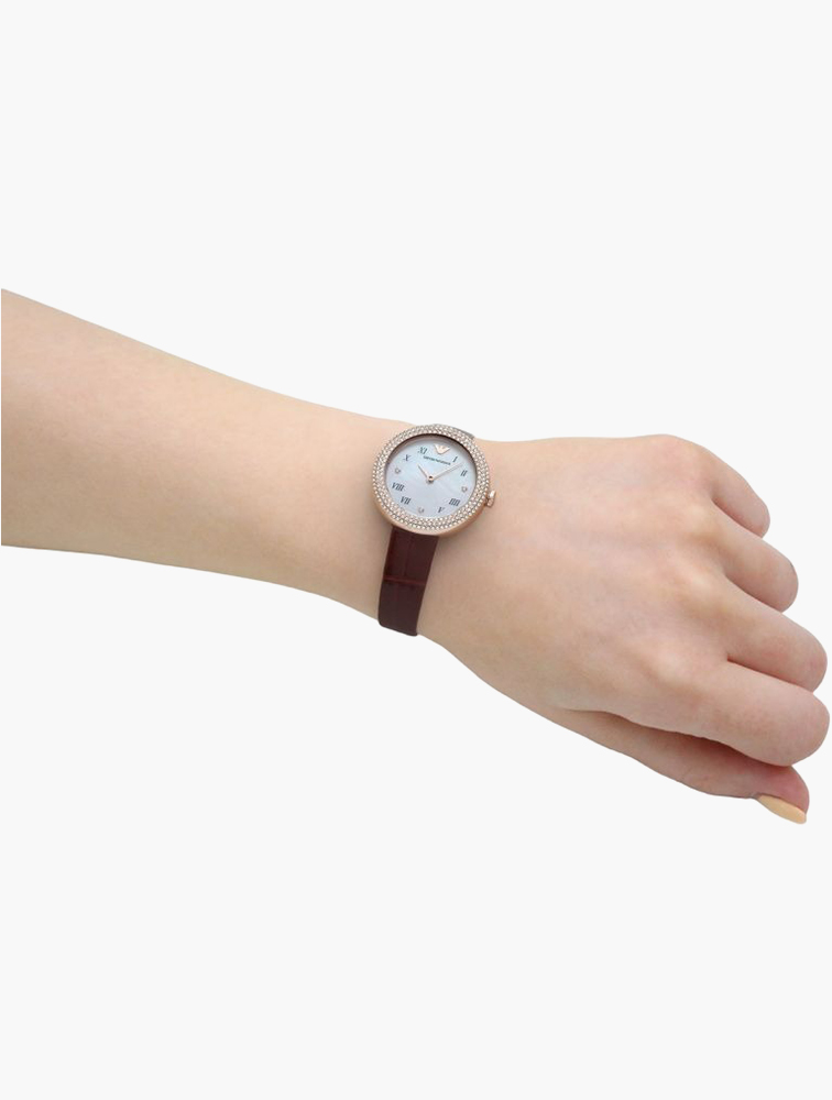 MyRunway | Shop EMPORIO ARMANI Red Studded Leather Two-Hand Watch for ...