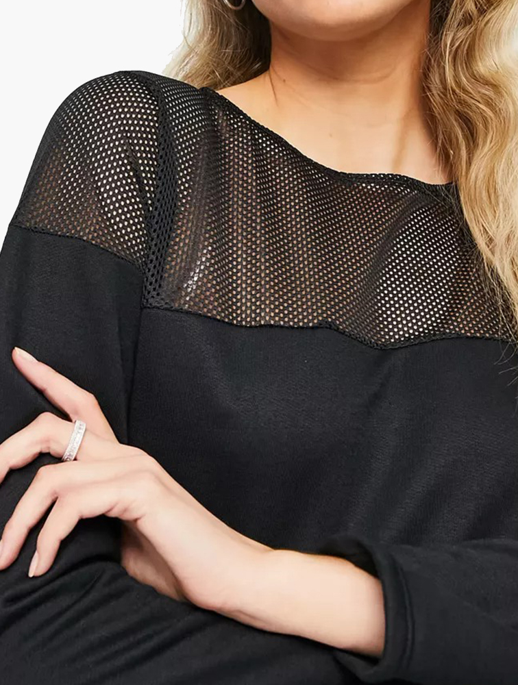 MyRunway | Shop Flounce London Black Gym Fishnet Insert Cropped Jumper ...