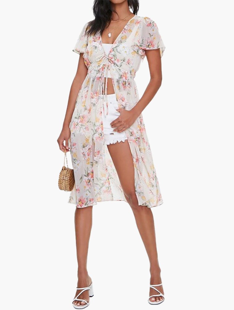 MyRunway | Shop Forever 21 White Floral Sheer Cover-Ups for Women from ...