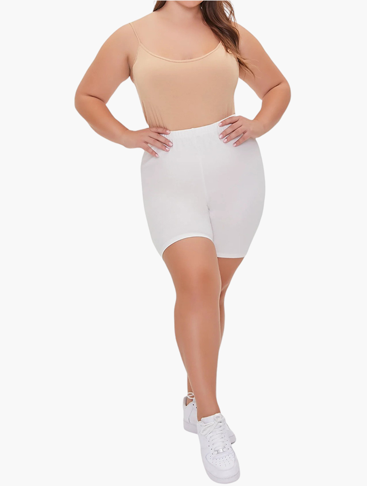 MyRunway | Shop Forever 21 Curve White Basic Cotton Biker Shorts for ...