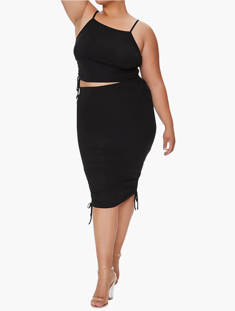 MyRunway | Shop Forever 21 Curve Black Plus Size Ruched Cami & Midi ...