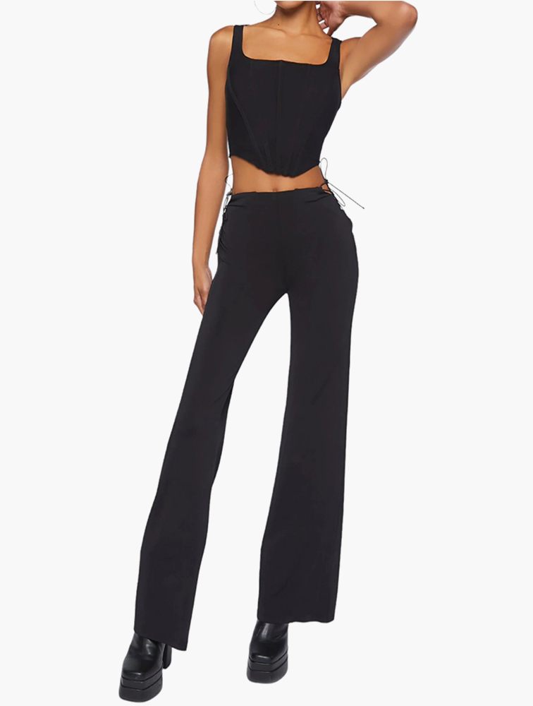 MyRunway | Shop Forever 21 Black Cut Out Drawstring Pants for Women ...