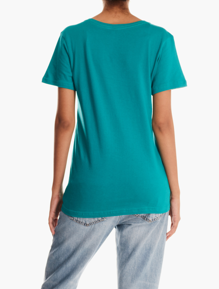MyRunway | Shop Fox Teal Good Times V-Neck Short Sleeve Tee for Women ...