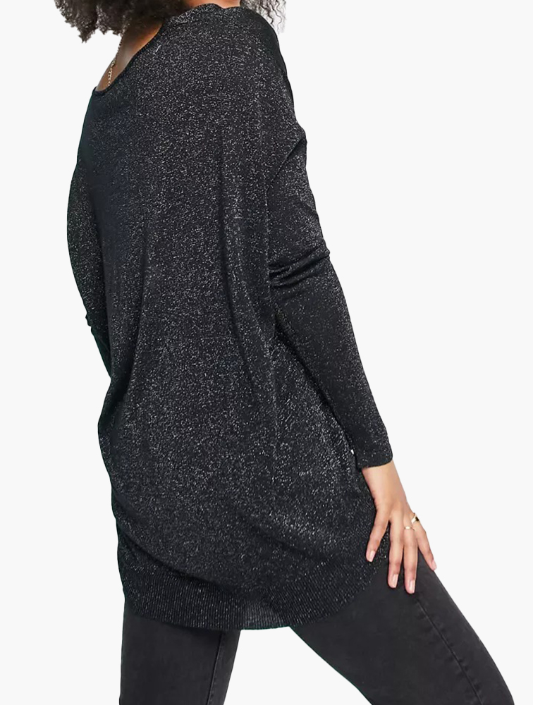 MyRunway | Shop Glamorous Black V-Neck Glitter Jumper for Women from ...