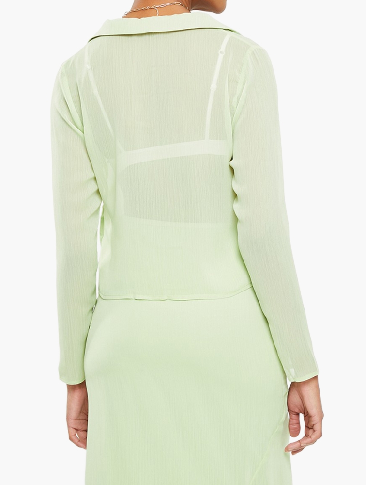 MyRunway | Shop Glamorous Sheer Front Tie Top - Pale Green for Women ...