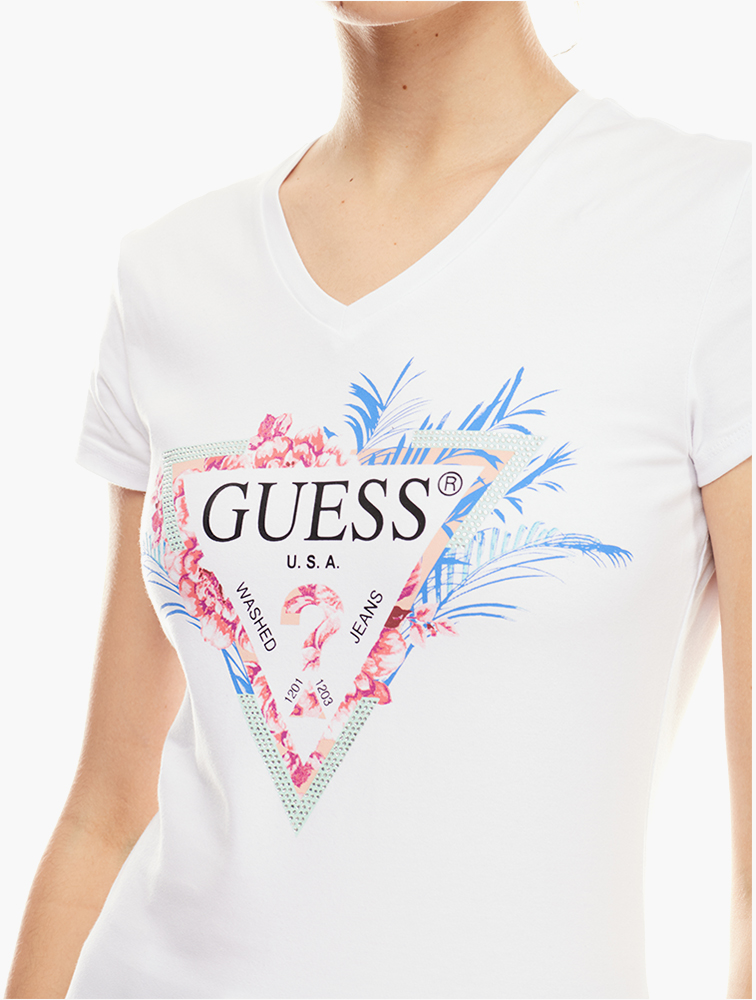 MyRunway | Shop GUESS White Kathe Logo T-Shirt for Women from MyRunway ...