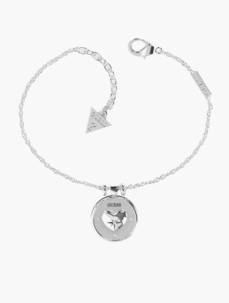 MyRunway | Shop GUESS Silver Talismania Heart Coin Small Chain Bracelet ...