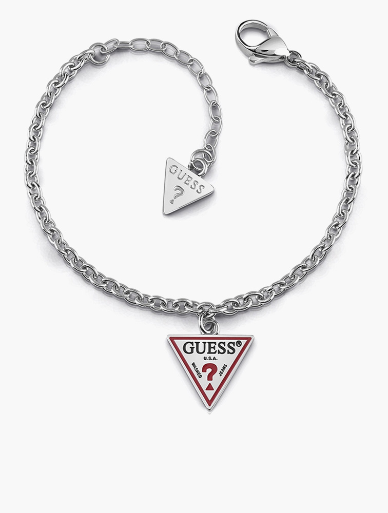 MyRunway | Shop GUESS Silver La Guessers Small Chain & Logo Bracelet ...