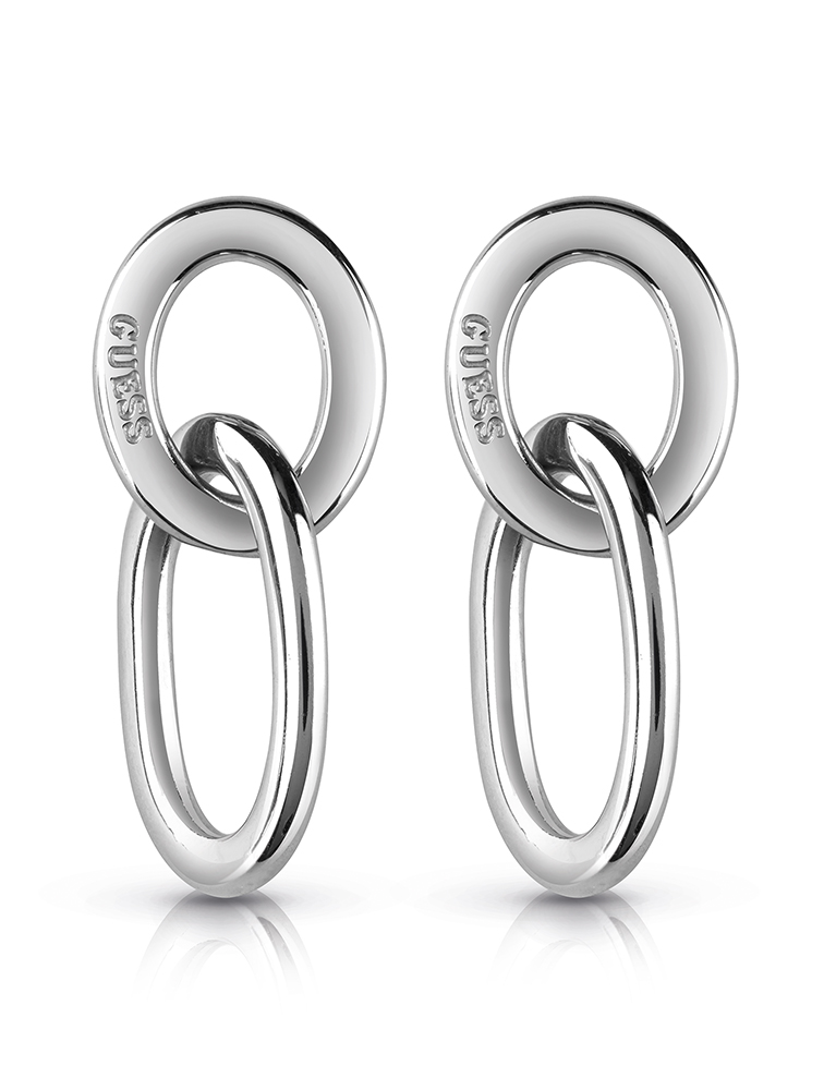 MyRunway | Shop GUESS Silver Never Without Curb Chain Stud Earrings for ...