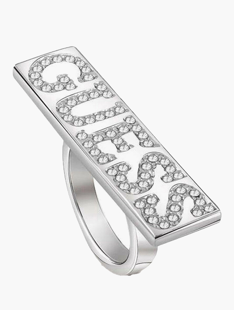 MyRunway | Shop GUESS Silver Rhinestone Guess Rings 54 MM for Women ...