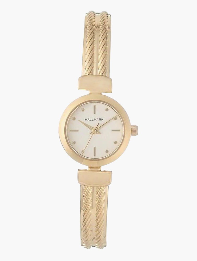MyRunway | Shop Hallmark Gold Champagne Dial Steel Watch for Women from ...