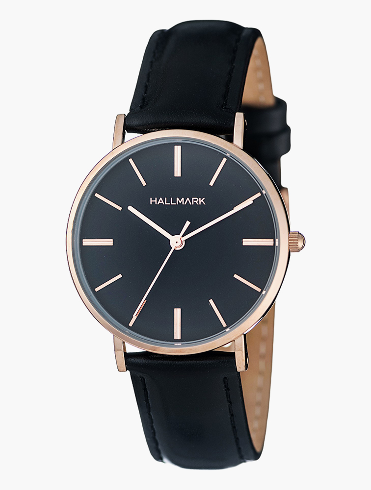 MyRunway | Shop Hallmark Black Leather Quartz Watch for Women from ...