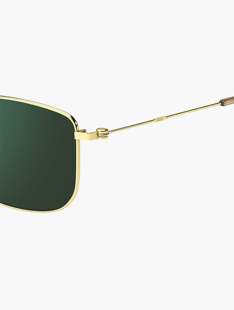 MyRunway | Shop Hugo Boss Gold Rectangular Green Mirror Sunglasses for ...