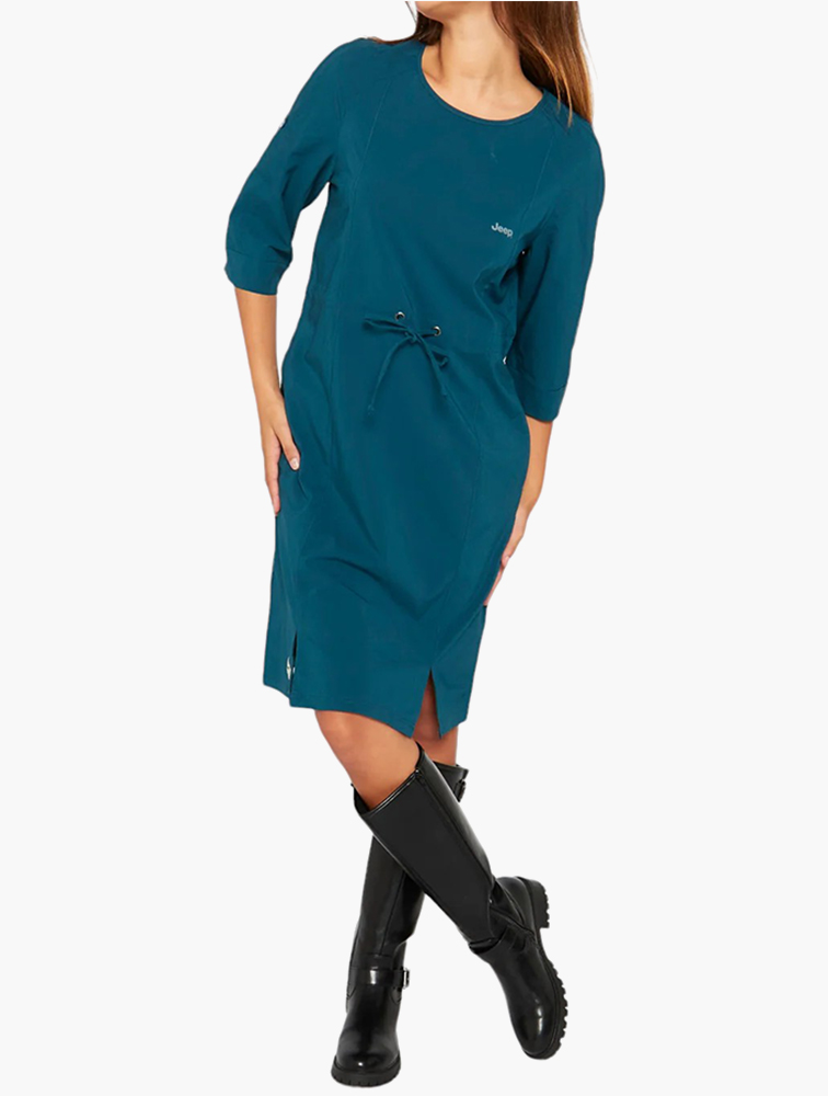 MyRunway | Shop Jeep Blue Long Sleeve Drawstring Dress for Women from ...