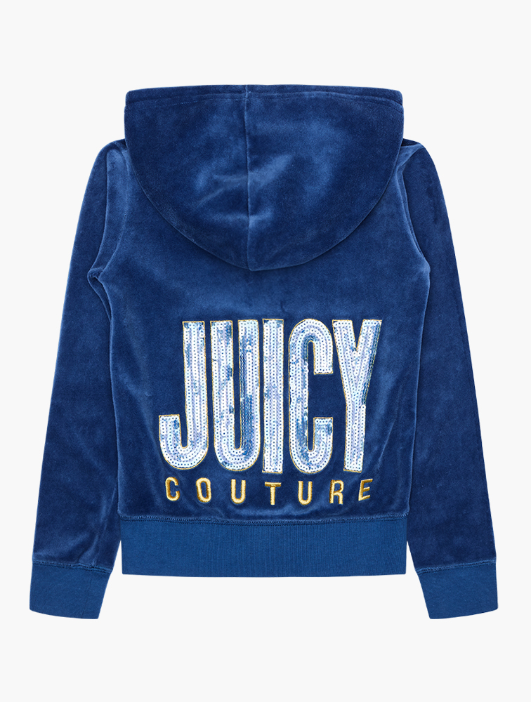 MyRunway | Shop Juicy Couture Girls Blue Velvet Zip Up Hoodie for Kids ...