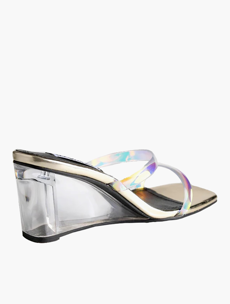 MyRunway | Shop Madison Gold Aria Glass Wedges for Women from MyRunway ...