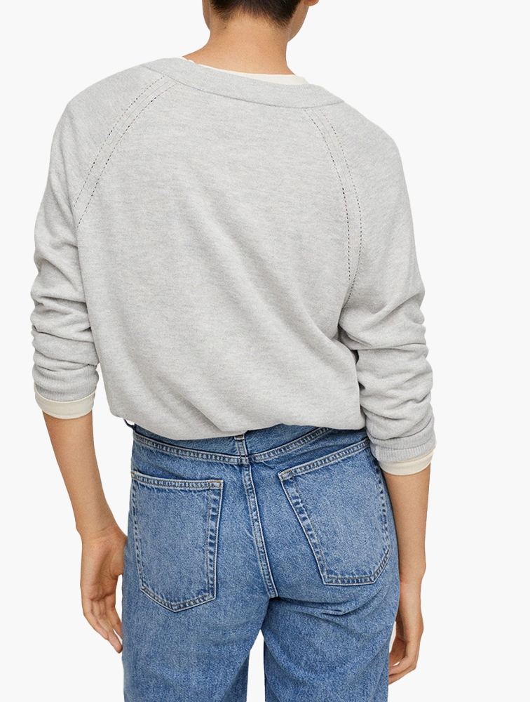 MyRunway | Shop Mango Grey Melange V-neck Knit Sweater for Women from ...