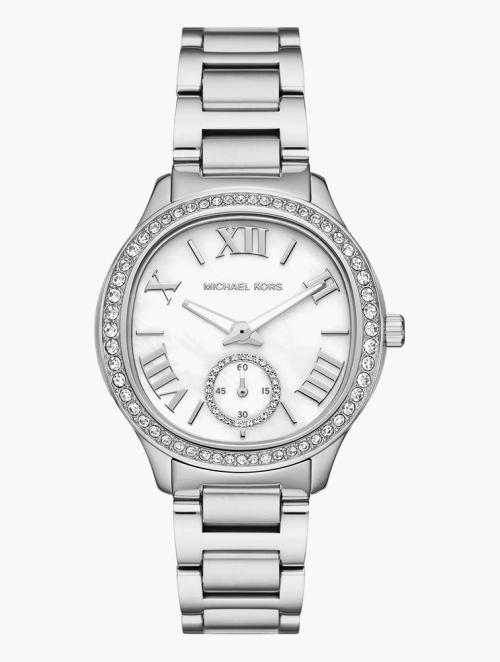 MyRunway | Shop Michael Kors Silver-Tone Sage Pavé Watch for Women from ...