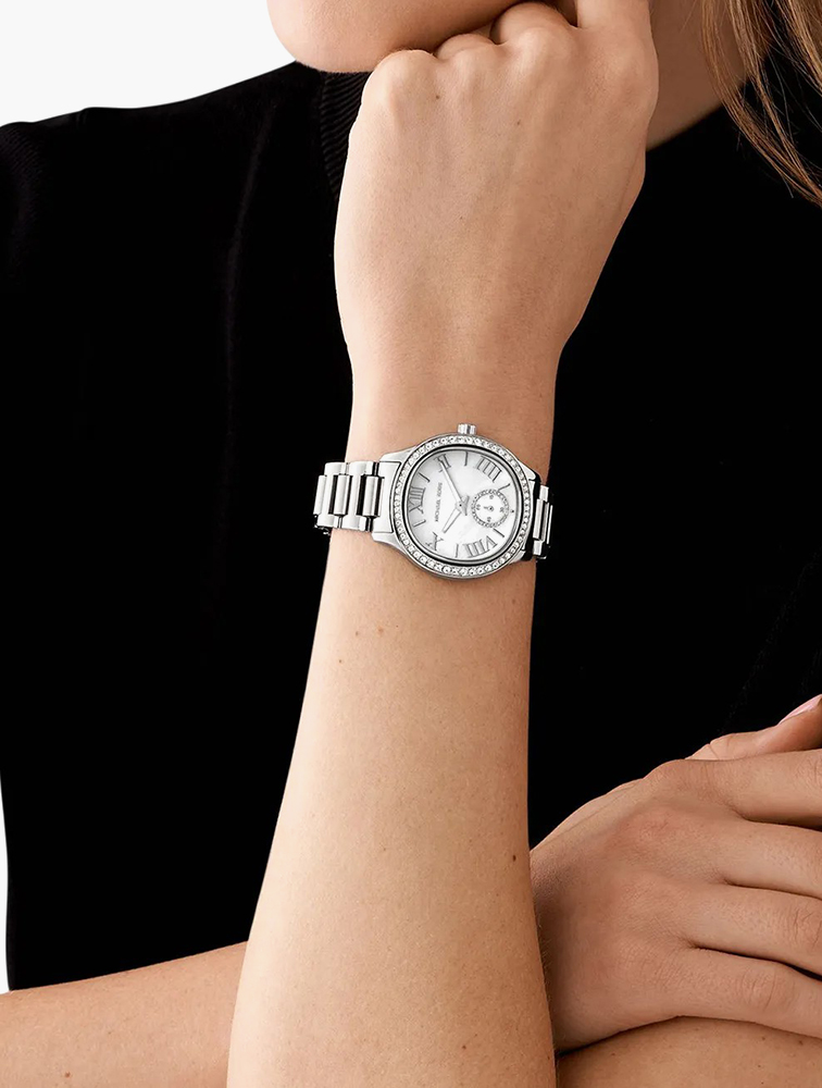 MyRunway | Shop Michael Kors Silver-Tone Sage Pavé Watch for Women from ...