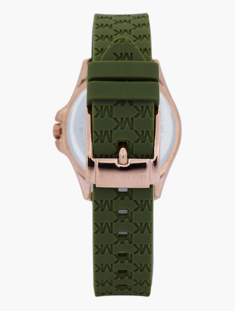 MyRunway | Shop Michael Kors Green & Rose Gold Round Outlet Pilot Watch ...