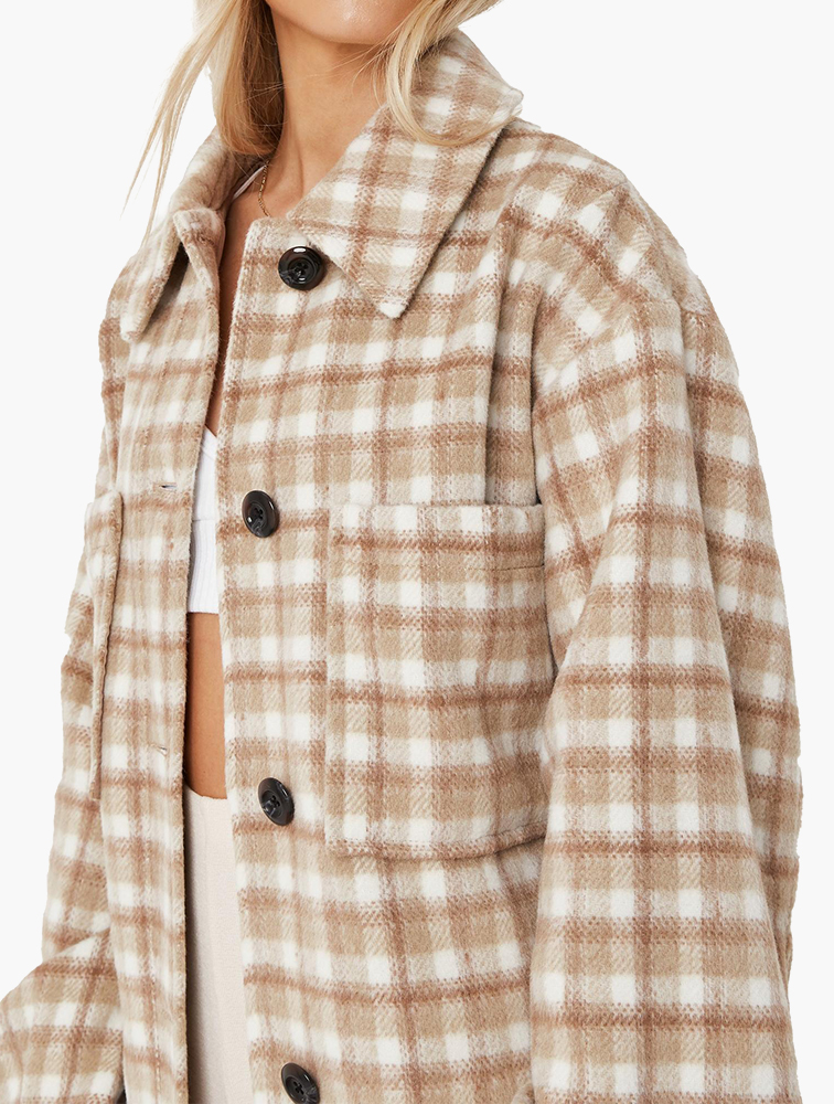 MyRunway | Shop Missguided Beige Brushed Check Longline Shacket for ...