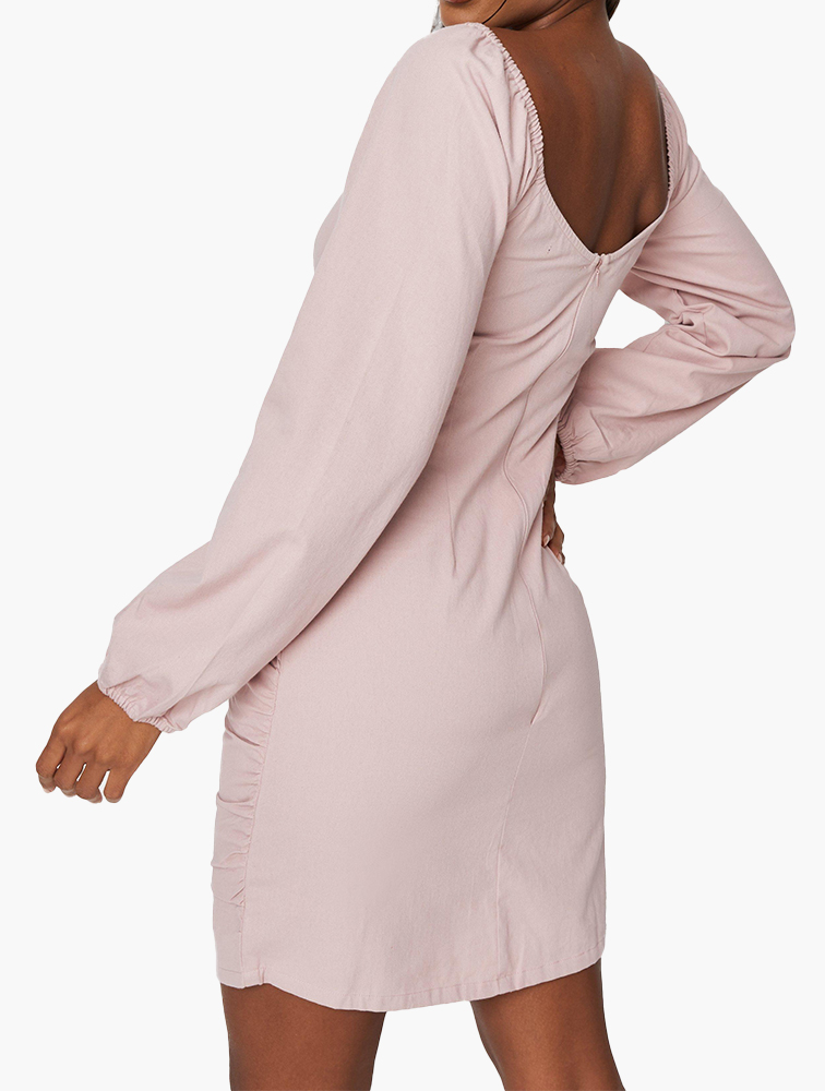 MyRunway | Shop Missguided Pink Ruched Long Sleeve Dress for Women from ...