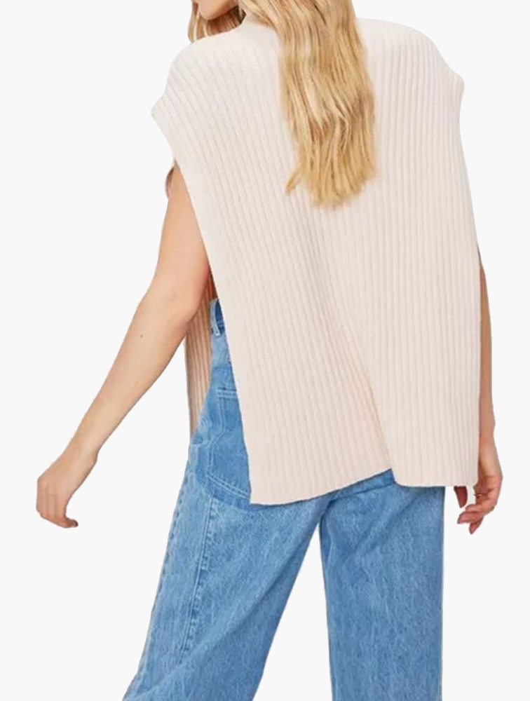 MyRunway | Shop Nasty Gal Oatmeal Ribbed Knitted High Neck Open Side ...