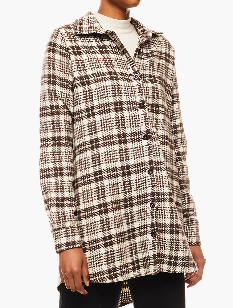 MyRunway | Shop Nasty Gal Chocolate Petite Long Line Check Shacket for ...