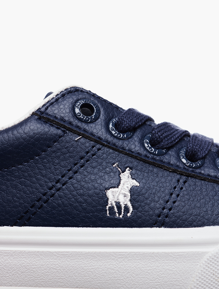 MyRunway | Shop Polo Navy Kids Classic Leather Sneakers for Kids from ...