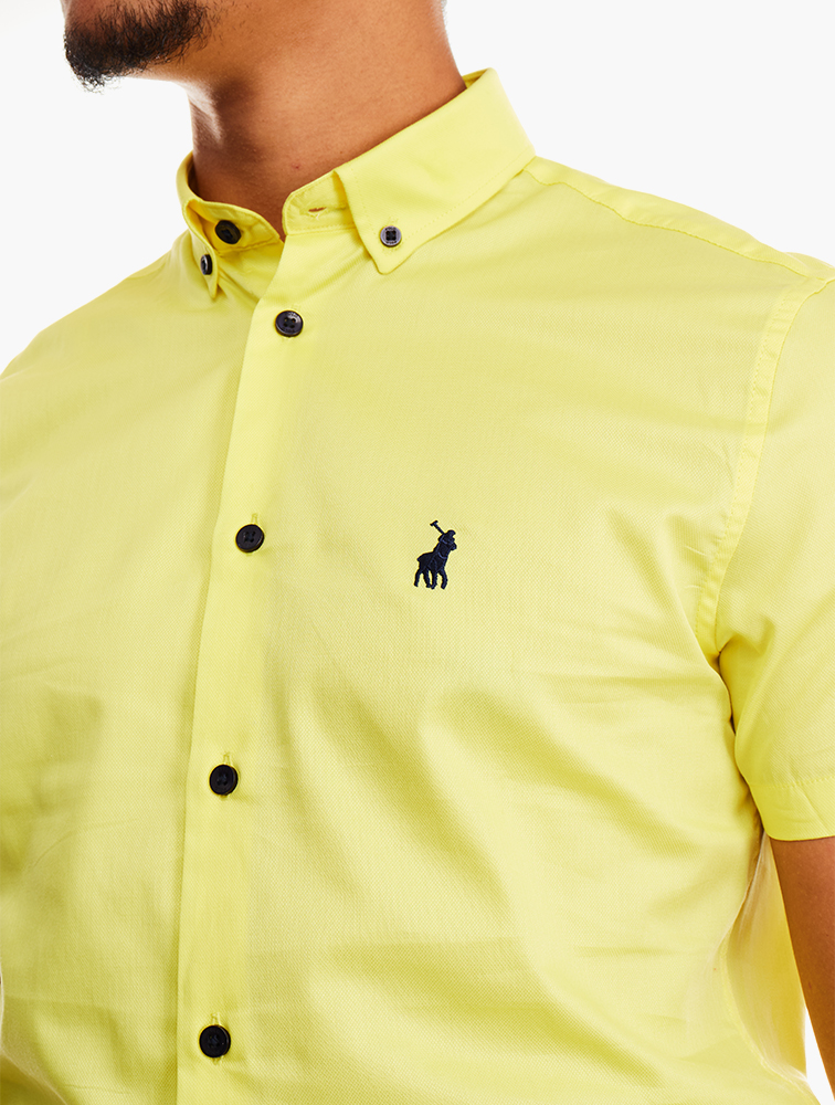 MyRunway | Shop Polo Yellow Textured Short Sleeve Shirt for Men from ...