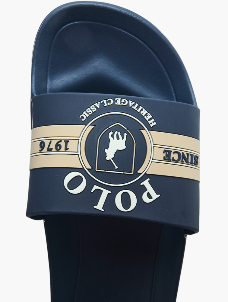 MyRunway | Shop Polo Navy Crest Pool Slides for Men from MyRunway.co.za