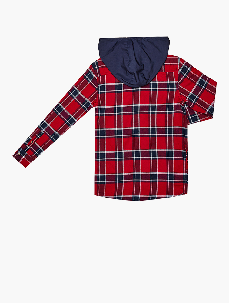 MyRunway | Shop Polo Kids Red Andrew Hooded Check Shacket for Kids from ...