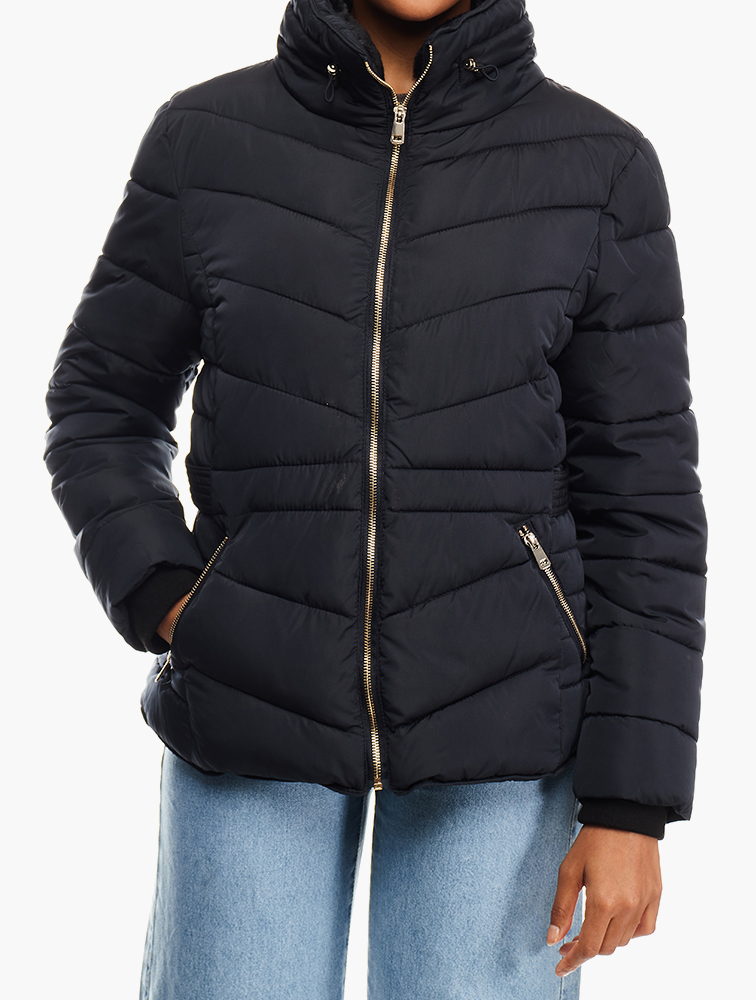MyRunway | Shop Primark Navy Trimmed Puffer Jacket for Women from ...