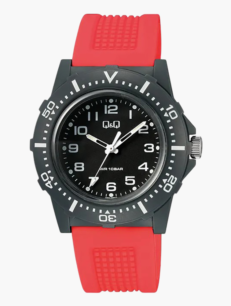 MyRunway | Shop Q&Q Red & Black Gentlemen's Silicon Quartz Watch for ...
