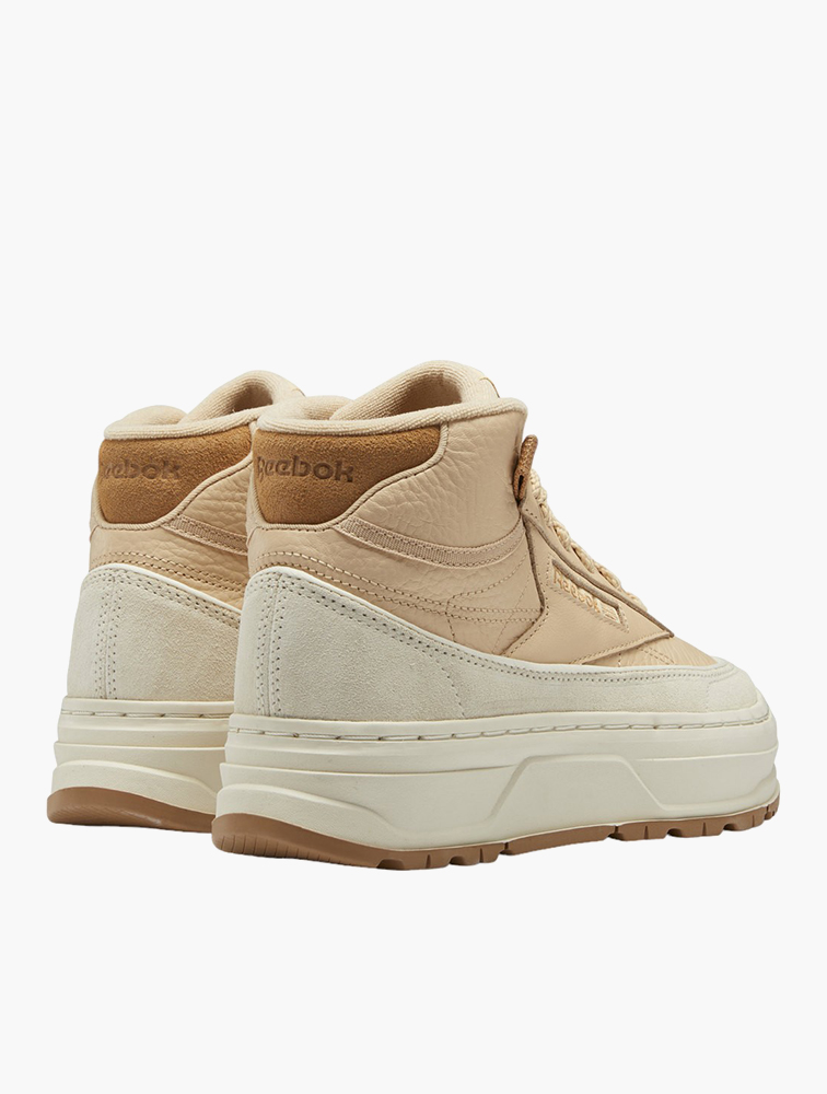MyRunway | Shop Reebok Weathered Beige Club C Geo Mid Sneakers for ...