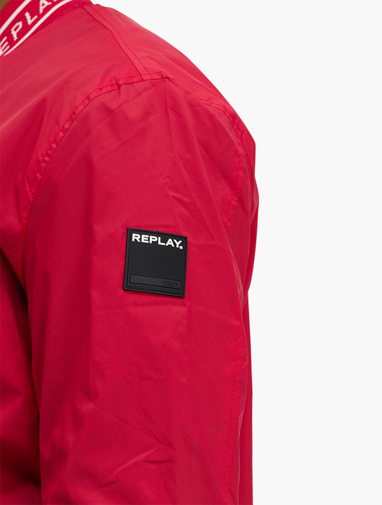 MyRunway | Shop Replay Red Logo Print Bomber Jacket for Men from ...