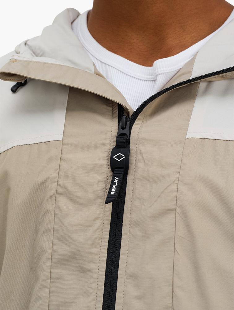 MyRunway | Shop Replay Cream Utility Windbreaker Jacket for Men from ...