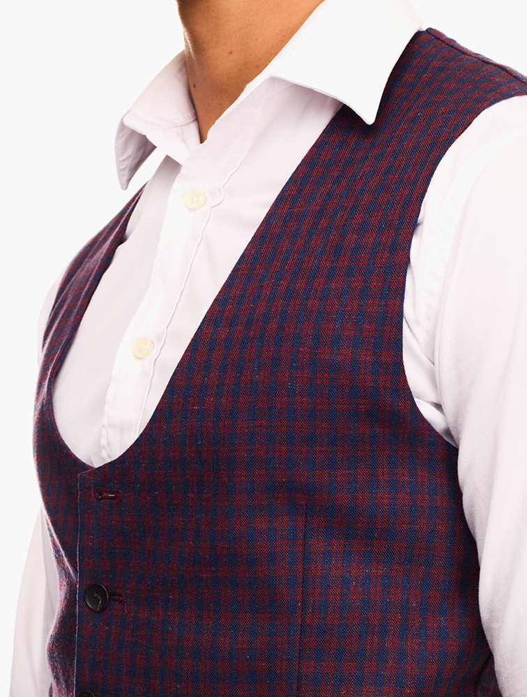 MyRunway | Shop RFO Maroon Checkered Button-Up Vest for Men from ...