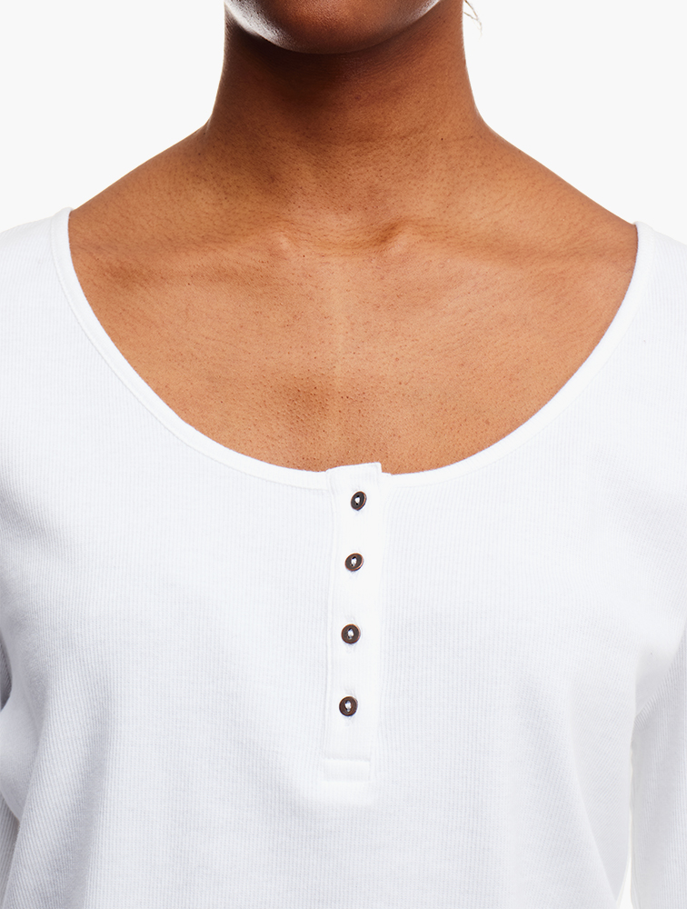 MyRunway | Shop RFO White Cropped Henley Top for Women from MyRunway.co.za