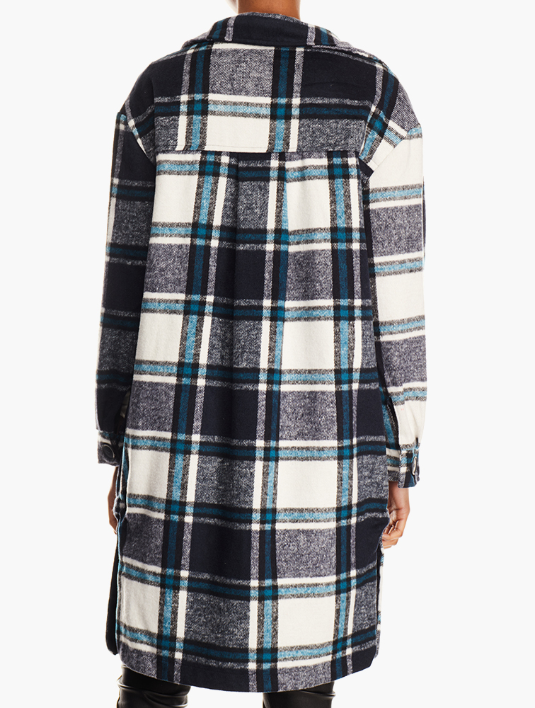 MyRunway | Shop RFO Blue Checkered Long Shacket for Women from MyRunway ...