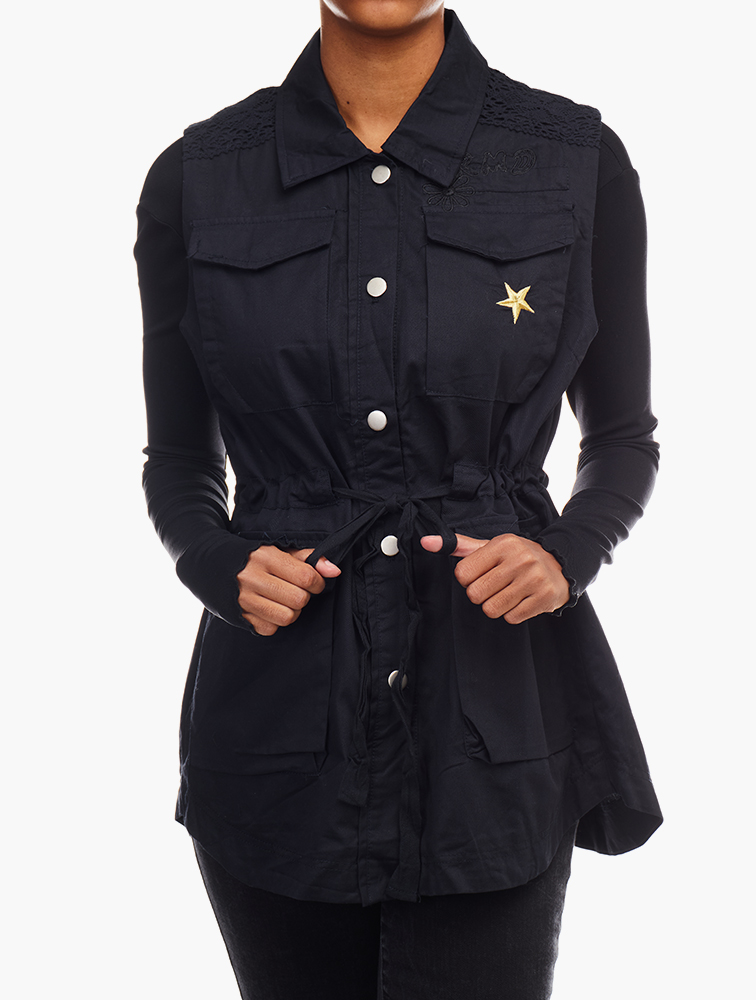 MyRunway | Shop RFO Black Buttoned Sleeveless Jacket for Women from ...