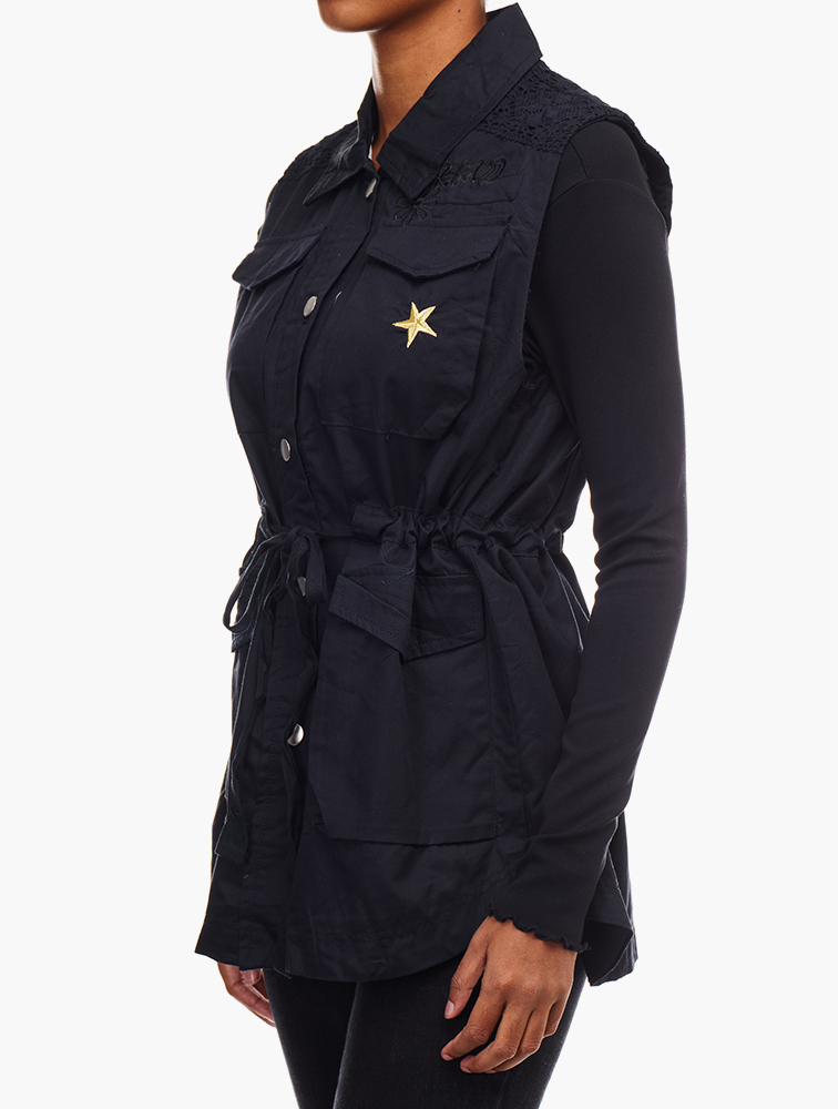 MyRunway | Shop RFO Black Buttoned Sleeveless Jacket for Women from ...