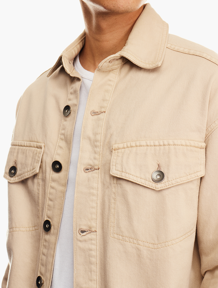 MyRunway | Shop RFO Light Beige Shirt Jacket for Men from MyRunway.co.za