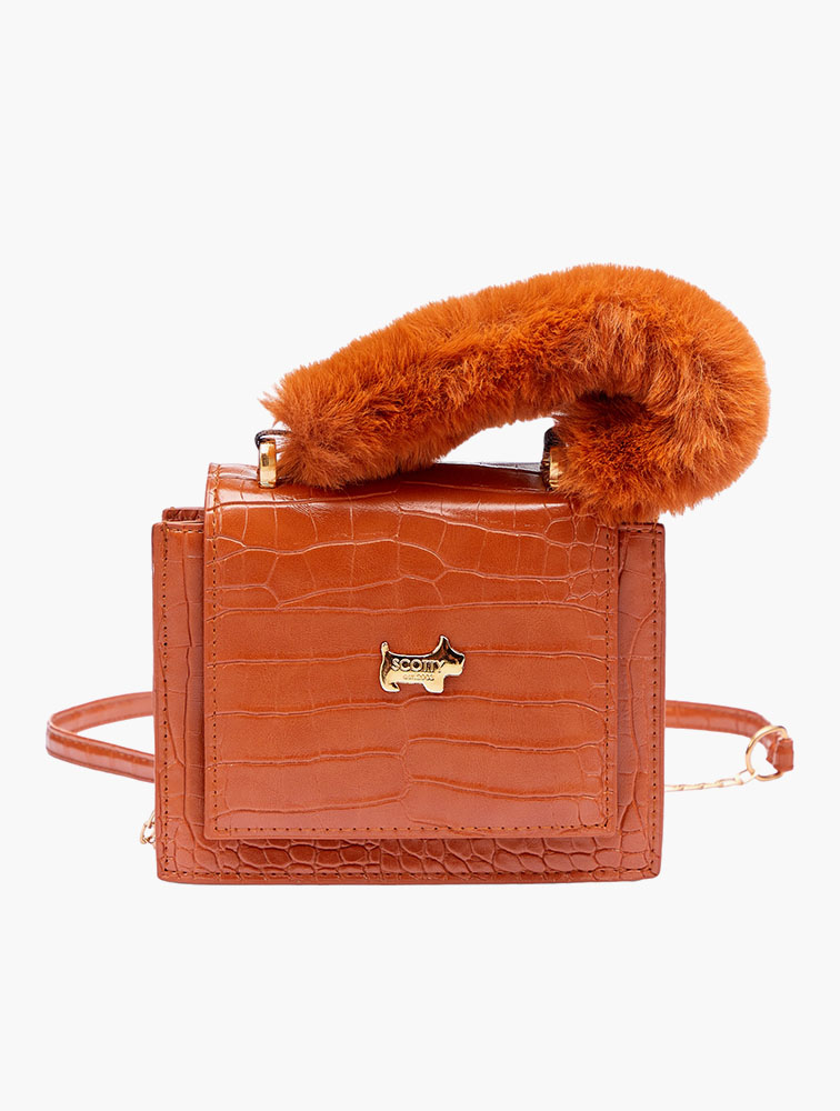 MyRunway | Shop Scotty Bags & Co. Saddle Tan The Croc Structured Box ...